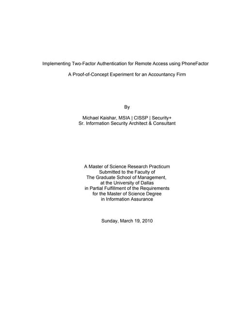 Implementing Two Factor Authentication Using Phone Factor | DOC Implementing Two Factor Authentication Using Phone Factor | DOC