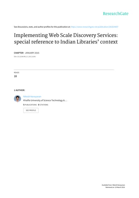 Cloud web scale discovery services landscape an overview | PDF