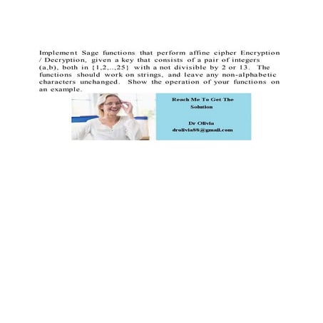 Implement Sage functions that perform affine cipher Encryption | PDF