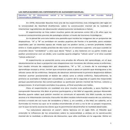 Implicacaciones del experimento alex bavelas | PDF
