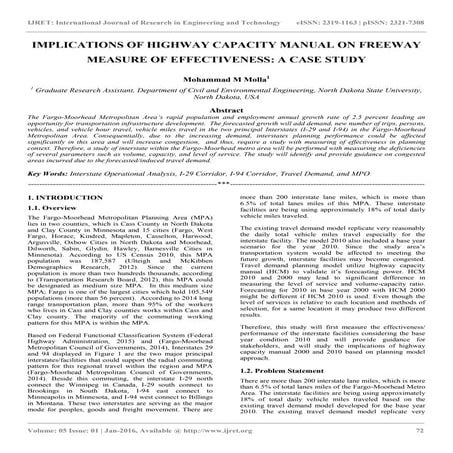 Implications of highway capacity manual on freeway measure of effectiveness a case study | PDF ...