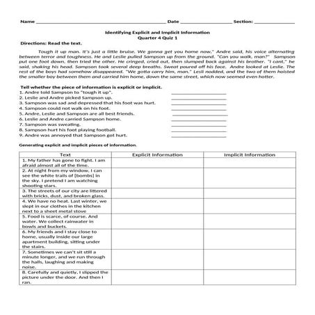 implicit explicit worksheet for grade 10 | DOCX