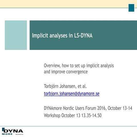 Overview, how to set up implicit analysis and improve convergence | PDF