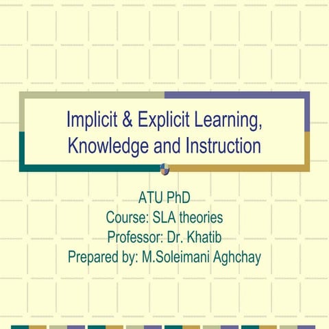Implicit & Explicit learning, knowledge and instruction | PPTX