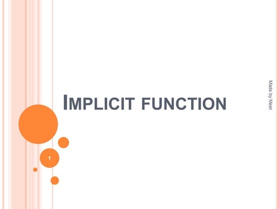 Describing ppt on Jacobian of Implicit Function | PDF