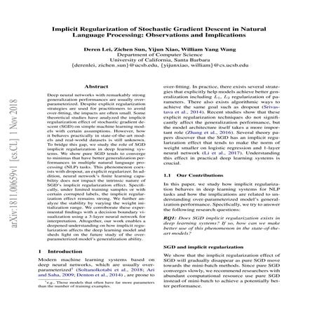 Implicit regularization of SGD in NLP | PDF