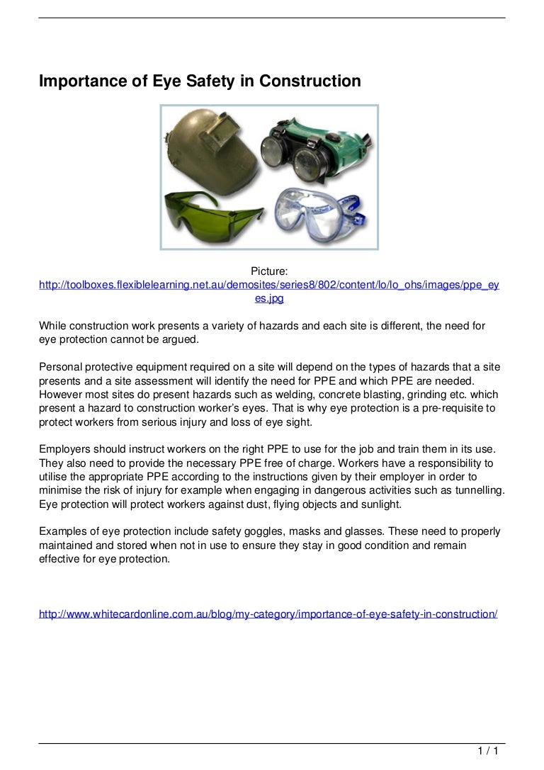 Importance of Eye Safety in Construction