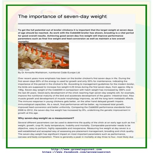 Importance of Seven Days Poultry Chicks Weight | PDF