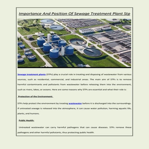 Importance And Position Of Sewage Treatment Plant Stp.pdf