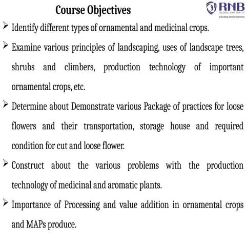 Importance and scope of ornamental crops medicinal and aromatic plants ...