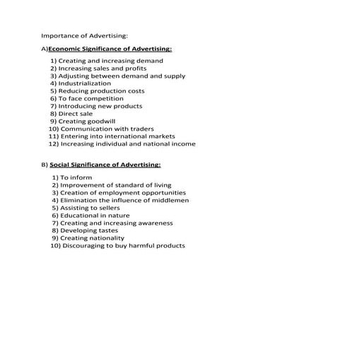 Importance of advertising | DOCX