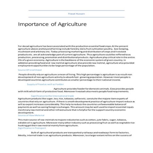 Importance of agriculture | DOCX