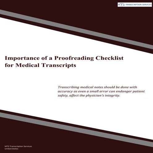 Importance of a Proofreading Checklist for Medical Transcripts | PDF