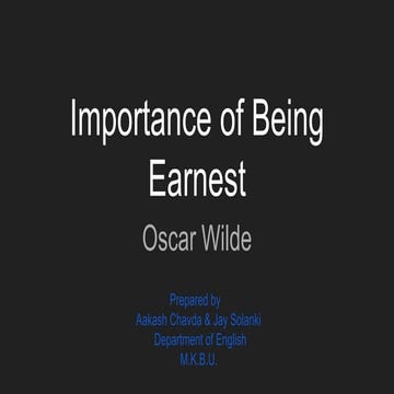 Importance of Being Earnest by Oscar Wilde | PPTX