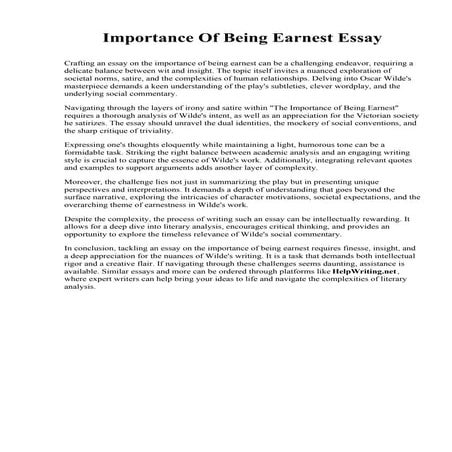 The Importance Of Being Earnest Essay.pdf