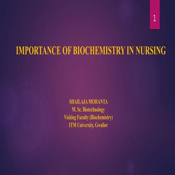 Importance of biochemistry in nursing | PPTX