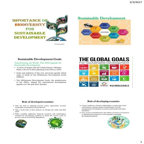 Importance of biodiversity for Sustainable development | PDF ...