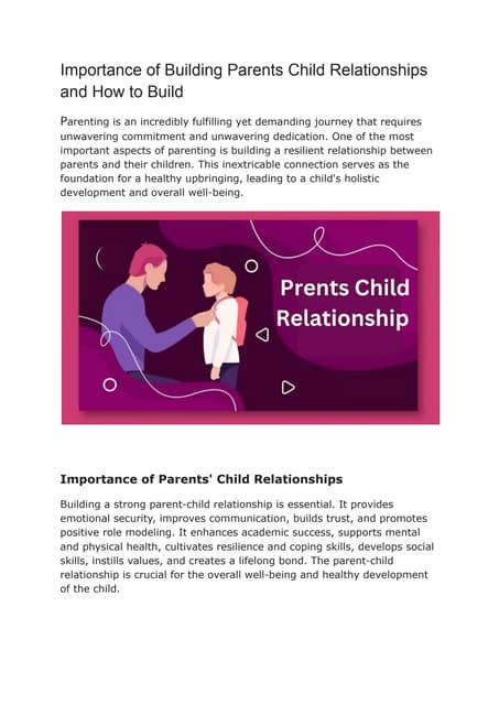 How a Strong Parent-Child Bond Shapes Lives? | PDF