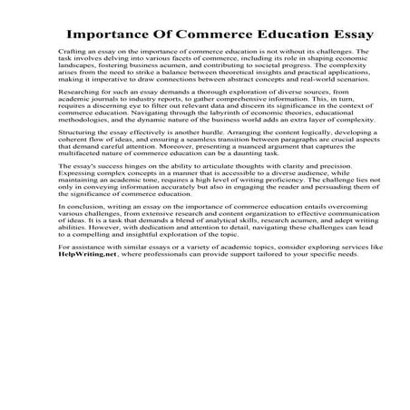 Importance Of Commerce Education Essay. Notes On Commerce - The ...