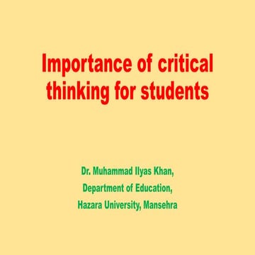Importance of critical thinking for students | PPTX