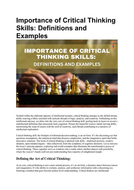 Critical thinking powerpoint | PPT