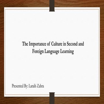 Importance of culture in second and foreign language learning | PPTX