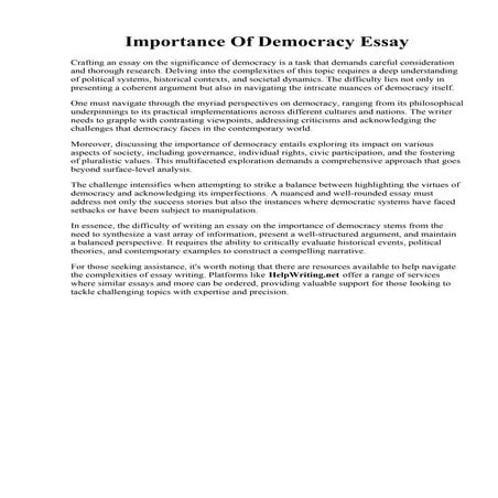 Importance Of Democracy Essay | PDF