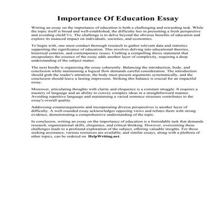 Importance Of Education Essay | PDF | Business | Business and Finance