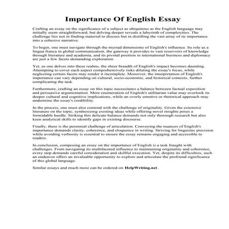 Importance Of English Essay | PDF