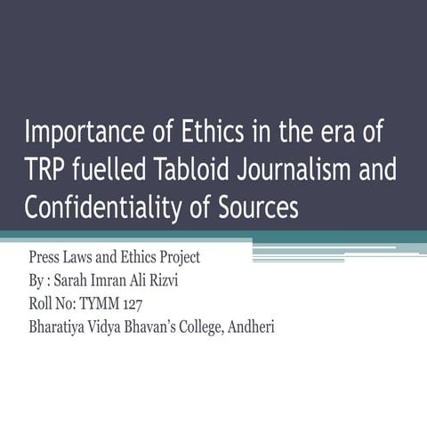 Importance of ethics in the era of TRP | PPTX