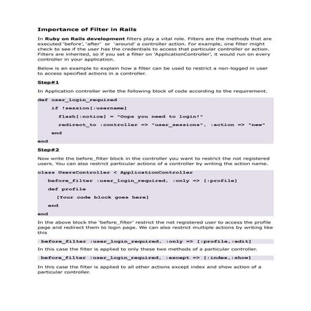 Importance of filter in rails | DOC