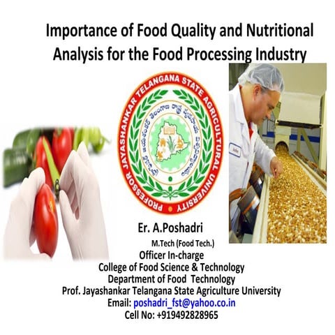 Importance of food quality and nutritional analysis | PPT