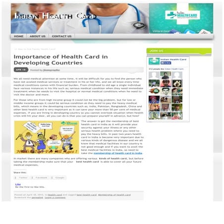 Importance of Health Card in Developing Countries | PDF