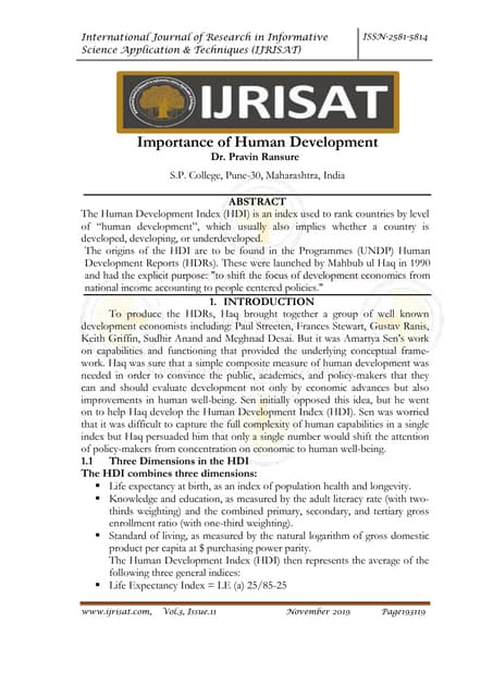 HUMAN DEVELOPMENT REPORT AND HUMAN DEVELOPMENT INDEX | PPTX