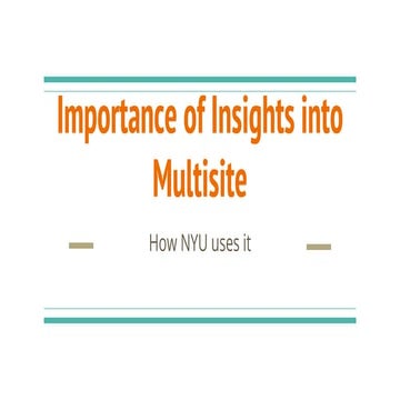Importance of insights into multisite | PPT