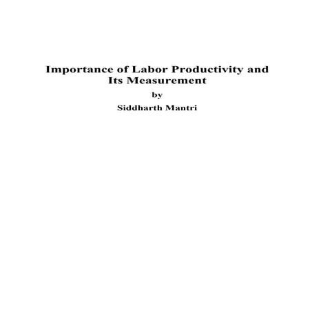 Importance of labor productivity and its measurement | PDF