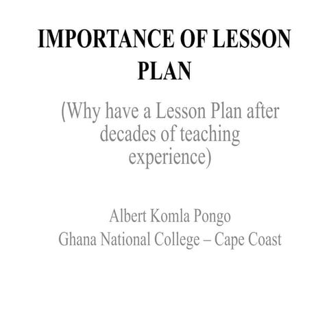 Importance of Lesson Plan | PPTX
