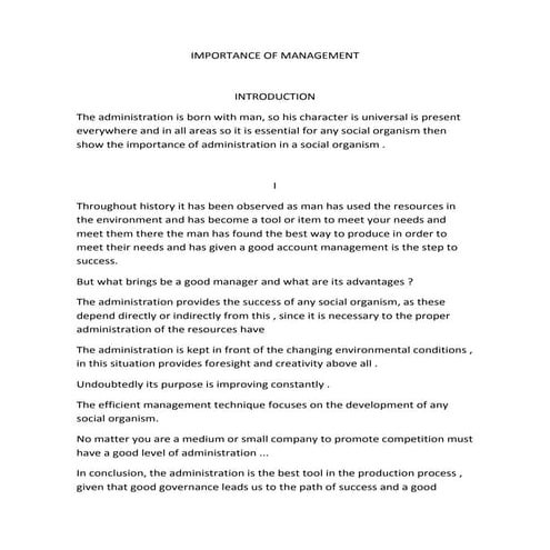 Importance of management | DOCX
