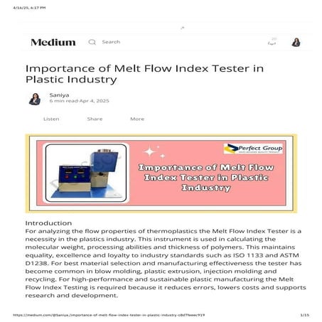 Importance of Melt Flow Index Tester in Plastic Industry.pdf
