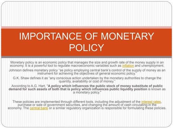 managerial economics MONETARY POLICY.ppt