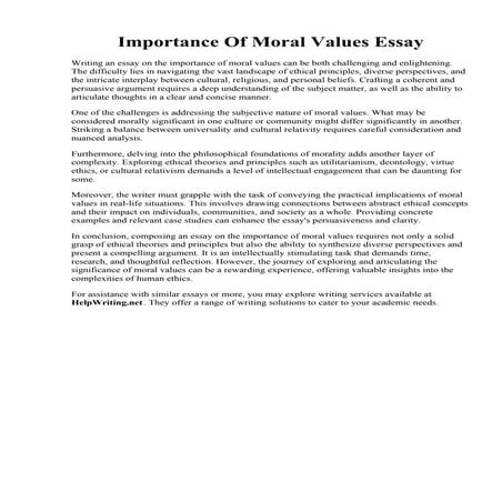 Importance Of Moral Values Essay | PDF