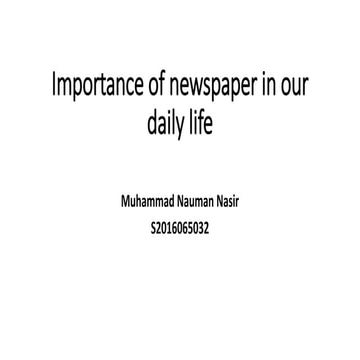 Importance of newspaper in our daily life | PPTX