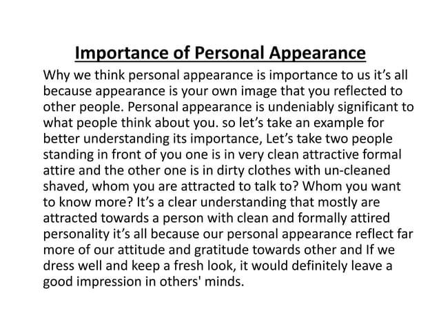 Personal Appearance & Personal Presentation | PPTX