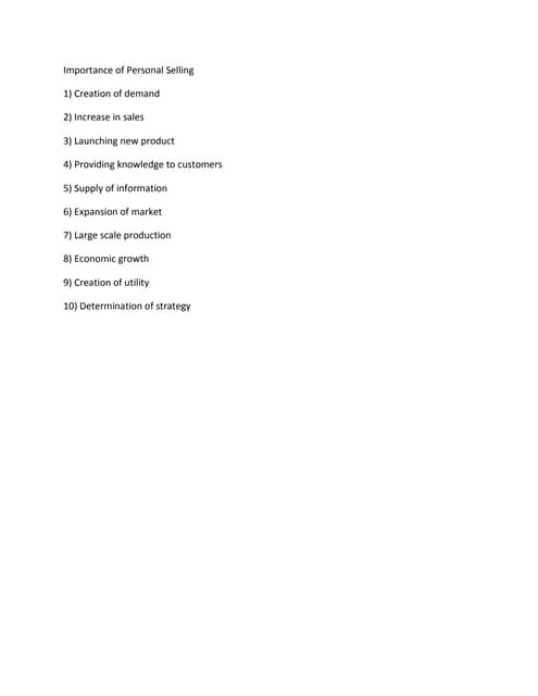 Importance of personal selling | PDF Importance of personal selling | PDF