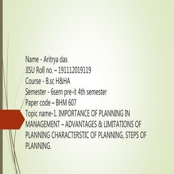 IMPORTANCE OF PLANNING IN MANAGEMENT – ADVANTAGES & LIMITATIONS OF ...