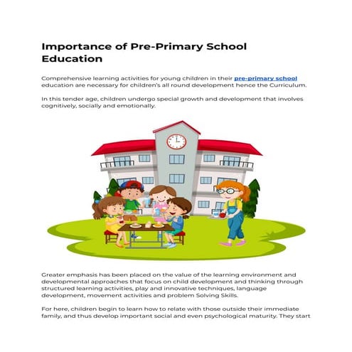 Importance of Pre-Primary School Education | PDF