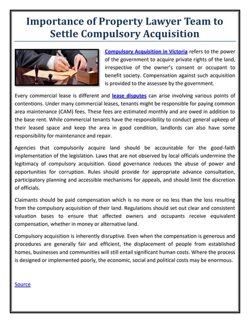Is compulsory land acquisition the right thing to do? | PDF