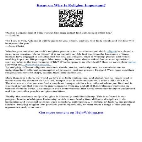 Importance Of Religion Essay | PDF