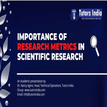 Importance of research metrics in scientific research | PDF