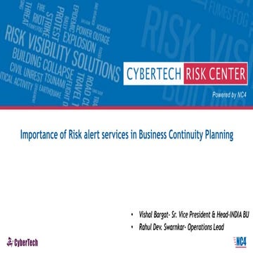 Importance of Risk alert services in Business Continuity Planning | PPT
